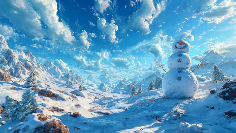 Snowman in the snow field, 4 pictures – free images | Sozaimura