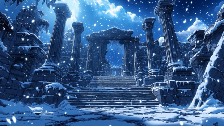 Snowy ruins, 4 pictures – free images | Sozaimura