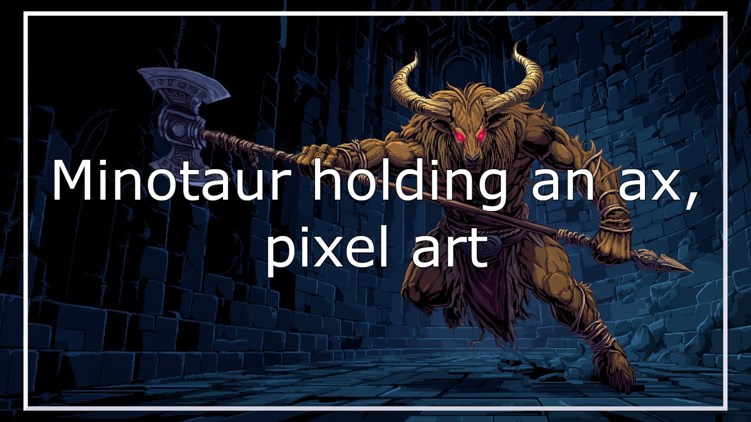 Minotaur holding an ax, pixel art, 3 pictures – free images | Sozaimura