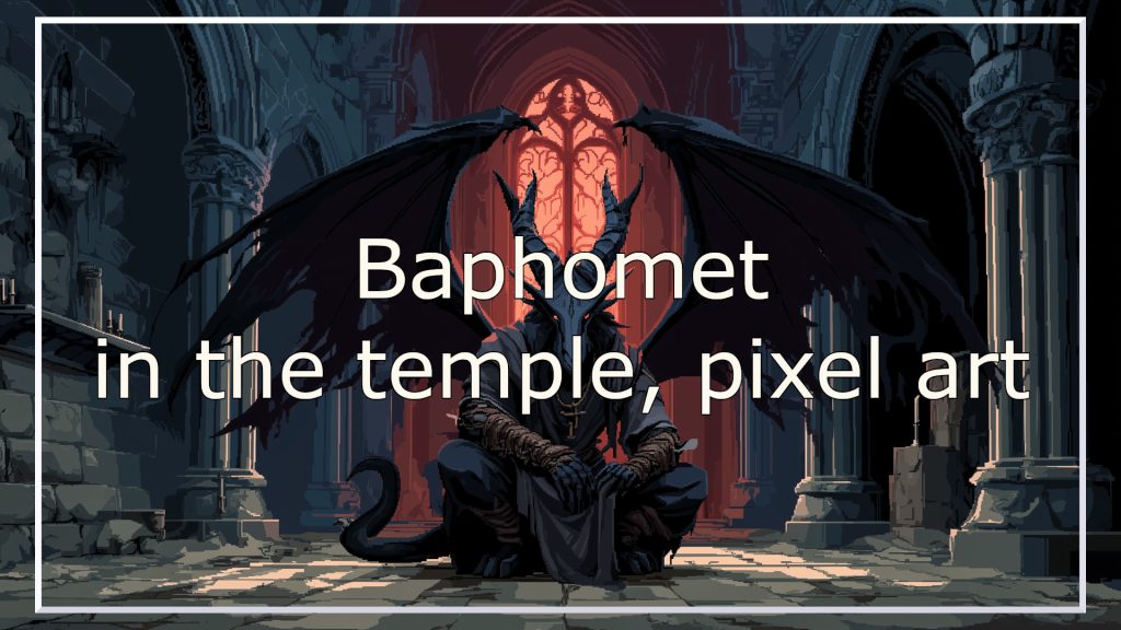Baphomet in the temple, pixel art, 4 pictures – free images | Sozaimura